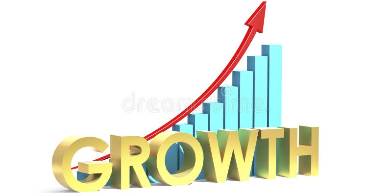 Growth Concept with Red Arrow and Bar Chart Isolated Stock Illustration ...