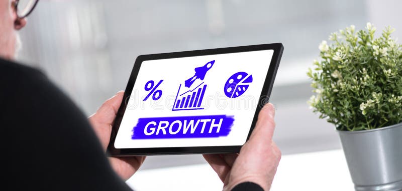 Growth concept on a tablet stock photo. Image of finance - 219668776