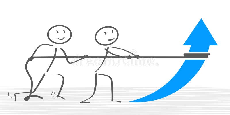 Growth Concept: Two Man Pull Up an Arrow - Vector Stock Illustration ...