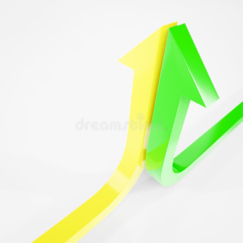The Growth Curve Ends with an Yellow and Green Arrow 3d Illustration ...