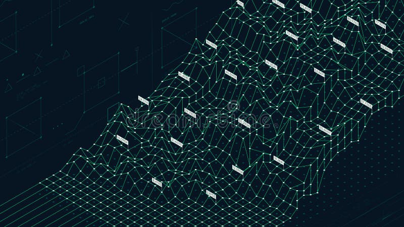 Growth Data Visualization on a Relief Grid, Futuristic Business ...