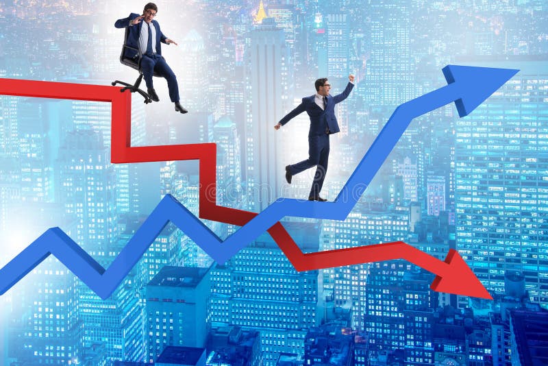 The Growth and Decline Concept with Businessmen Stock Illustration ...