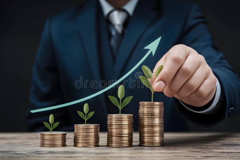 Growth Development Illustrated through Increasing Profits Graph Concept ...