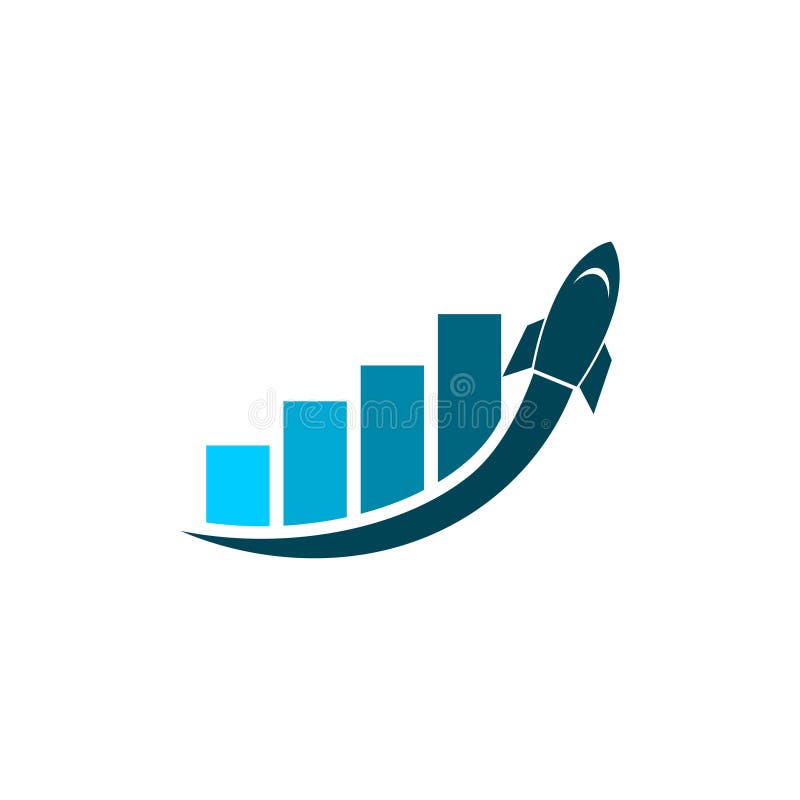 Growth Diagram with Rocket Going Up Icon Isolated on White Background ...