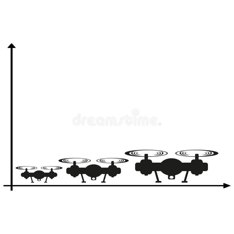 Growth Drone Chart. Flying Drones Sequence. Technology Silhouette ...