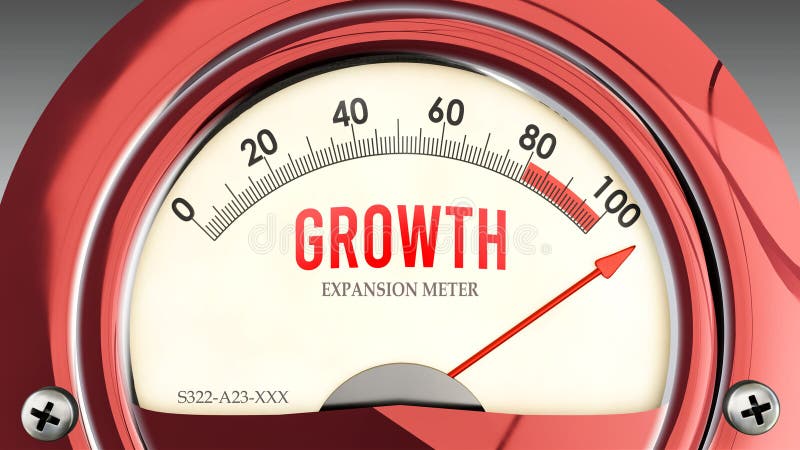 Growth and Expansion Meter that is Hitting a Full Scale, Showing a Very ...
