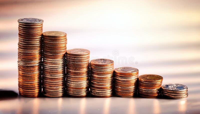 Growth in Finances Illustrated by Stacked Coins Forming a Rising Graph ...
