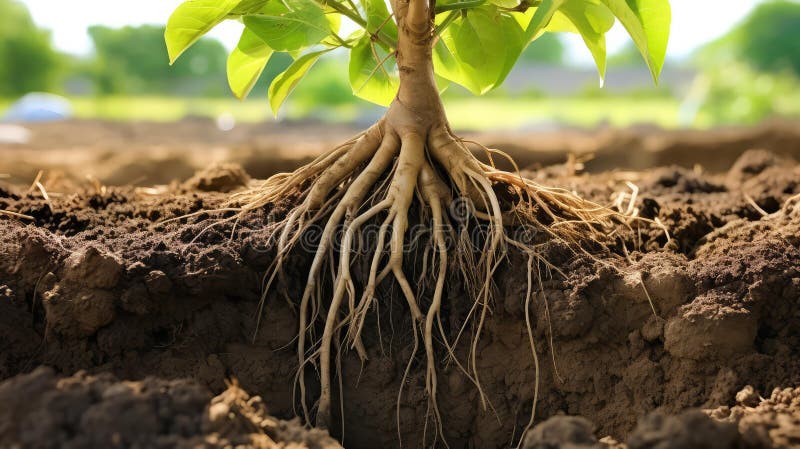 Growth Fruit Tree with Roots Stock Illustration - Illustration of ...