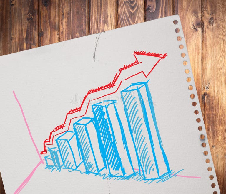 Growth graph draw on paper stock image. Image of brown - 20934443