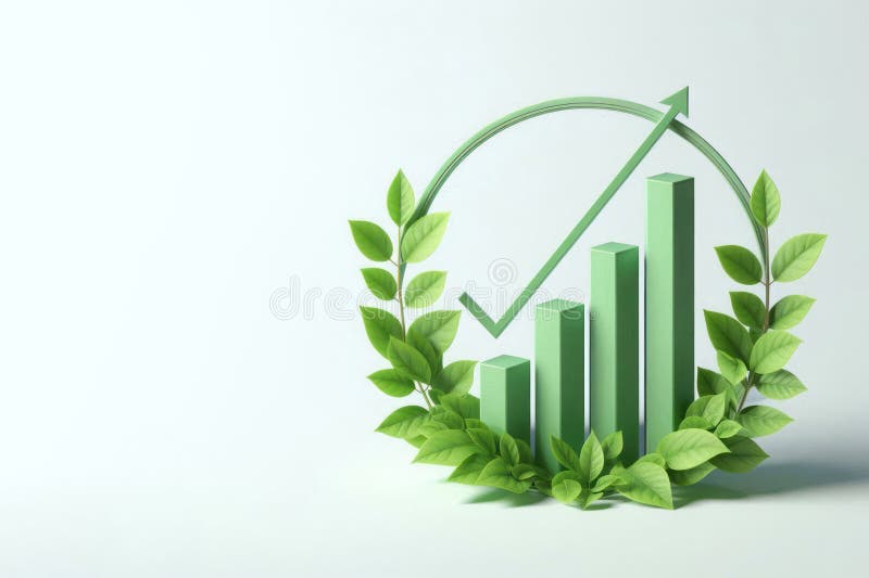 Growth Graph with Green Leaves and Ecological Elements. Space for Text ...