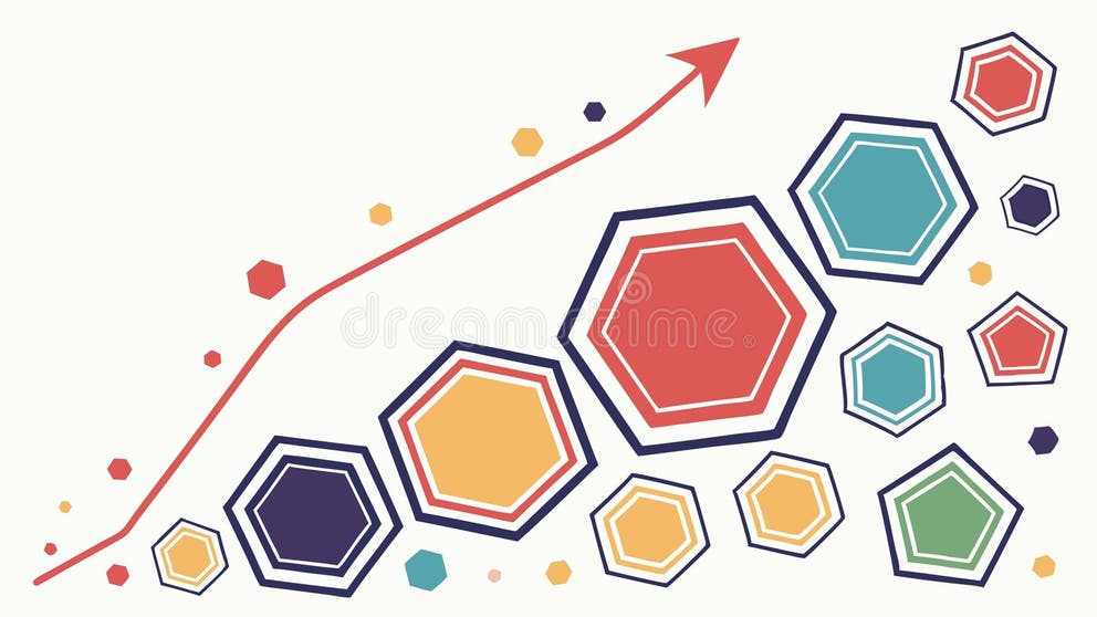Growth Graph with Hexagonal Shapes Progress Graphic, Vector Design ...
