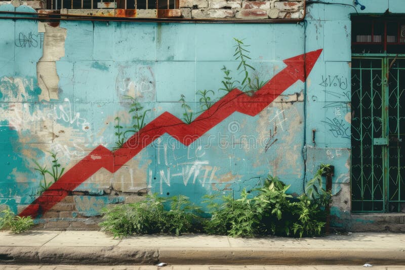 Growth Graph Painted on a City Wall, Symbolizing Economic Development ...
