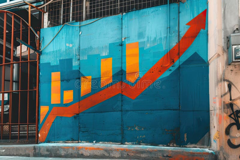 Growth Graph Painted on a City Wall, Symbolizing Economic Development ...