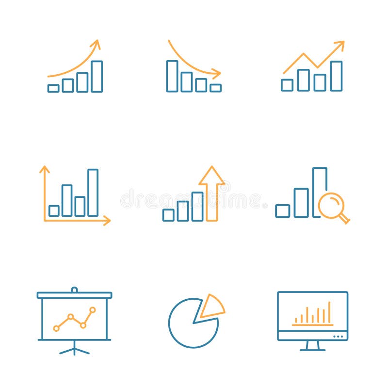 Growth Graph Set Business Infographic Icons. Vector Isolated Graphics ...