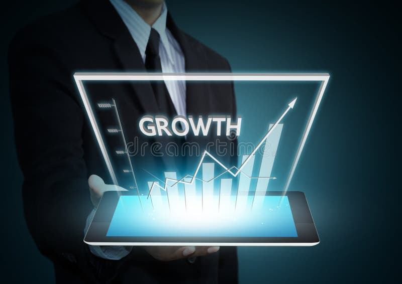 Growth Graph on Tablet Technology Stock Image - Image of modern, goal ...
