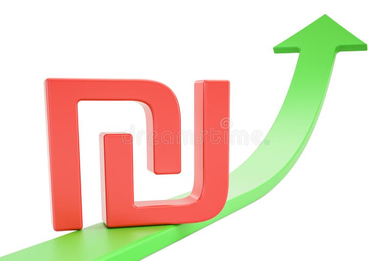 Growth Green Arrow with Symbol of Rupee, 3D Rendering Stock ...