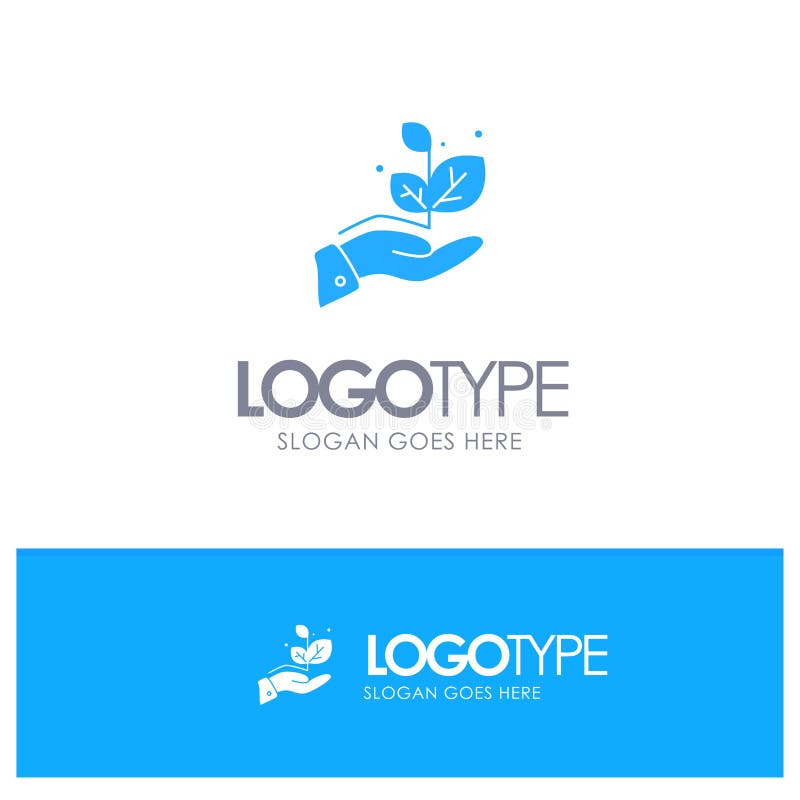 Growth, Grow, Hand, Success Blue Solid Logo with Place for Tagline ...