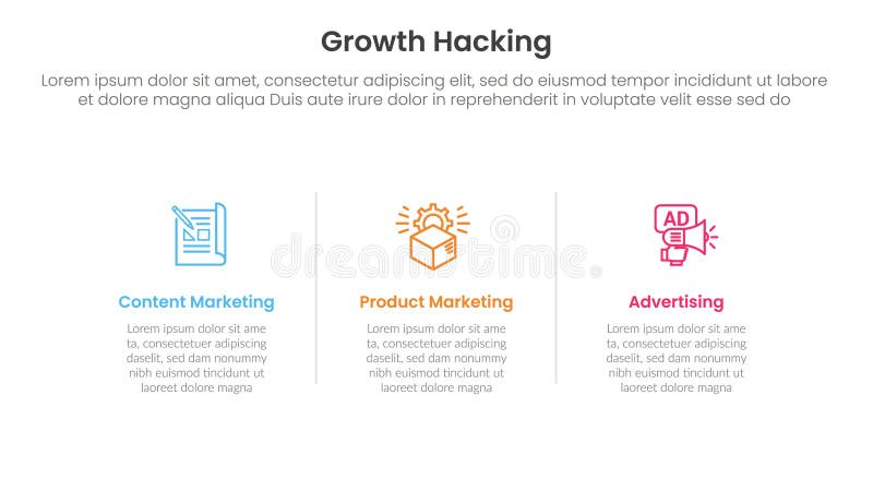 Growth Hacking Infographic 3 Point with Horizontal Clean Information ...
