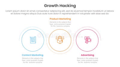Growth Hacking Infographic 3 Point with Outline Circle Circular Wave Up ...
