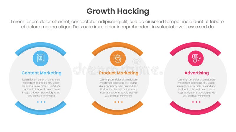 Growth Hacking Infographic 3 Point with Shape Egg Round Box for Slide ...
