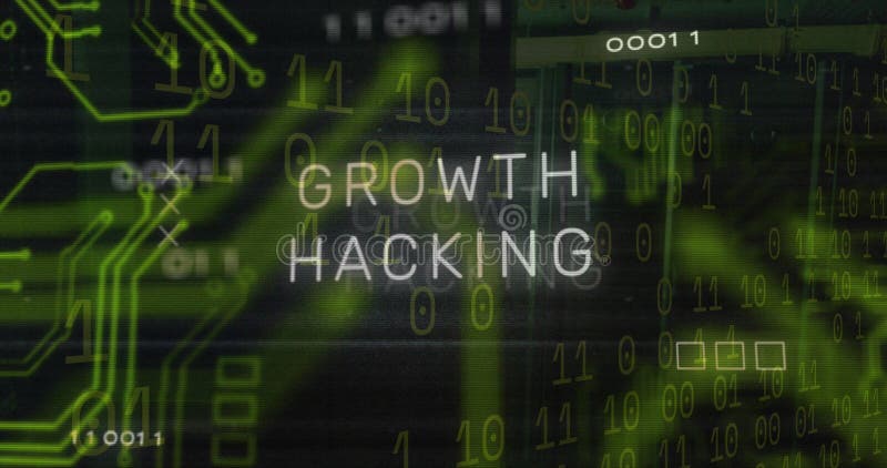 Growth Hacking Text And Microprocessor Connections Against Binary Coding Data Processing Stock
