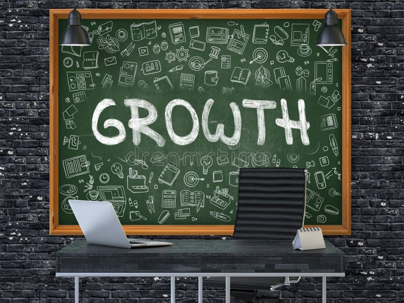 Growth - Hand Drawn on Green Chalkboard. 3D. Stock Illustration - Illustration of ontogeny ...