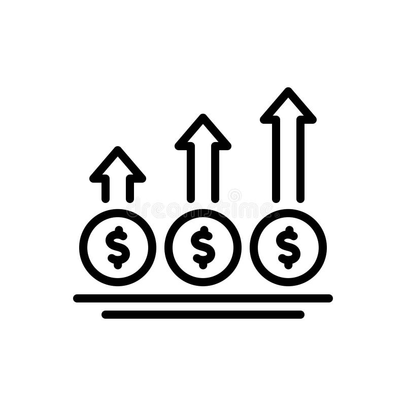Black Line Icon for Growth, Augmentation and Profit Stock Vector ...