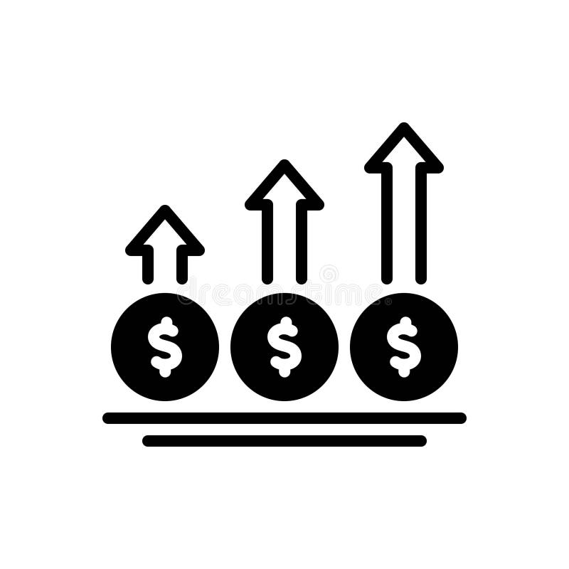 Black Solid Icon for Growth, Augmentation and Income Stock Vector ...
