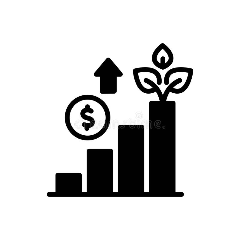 Black Solid Icon for Growth, Marketing and Finance Stock Illustration ...