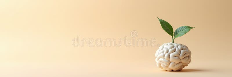 Growth and Innovation: Brain with Sprout Stock Illustration ...