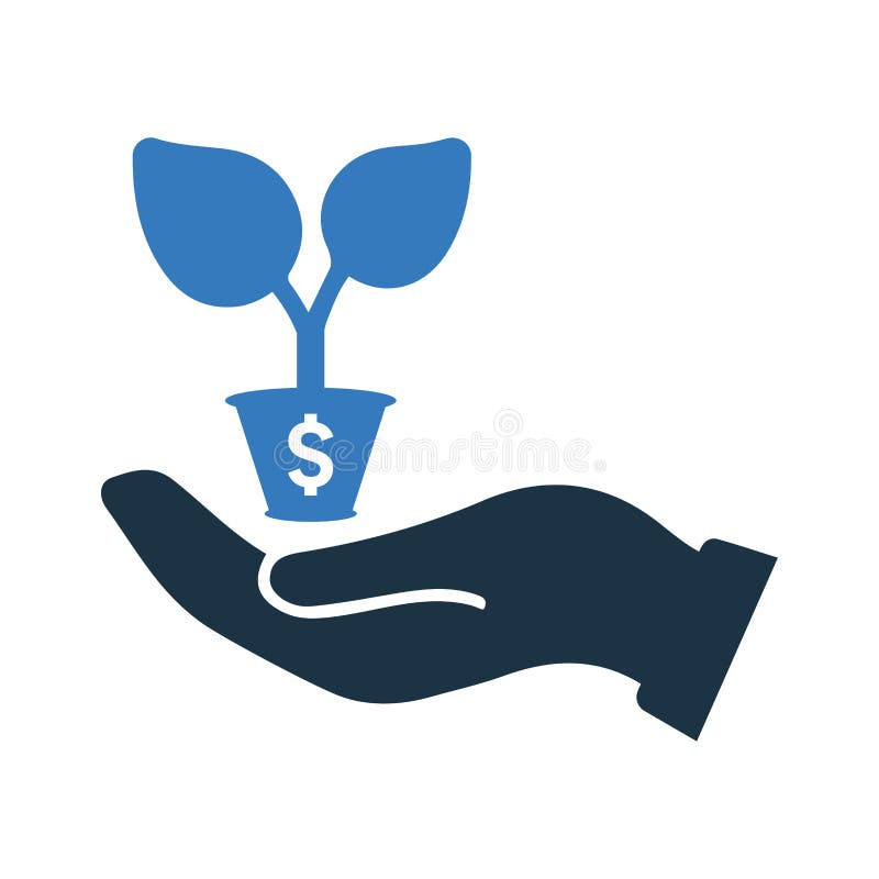 Investment Icon Blue Color, Save Money, Money on Hand Stock Vector ...