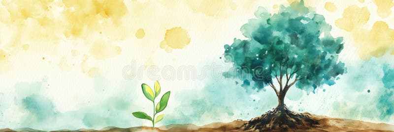 Growth Journey: Seedling Transforming into Mature Tree, Symbolizing ...