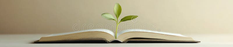 Growth and Knowledge Concept with Sprout Emerging from Open Book Stock ...