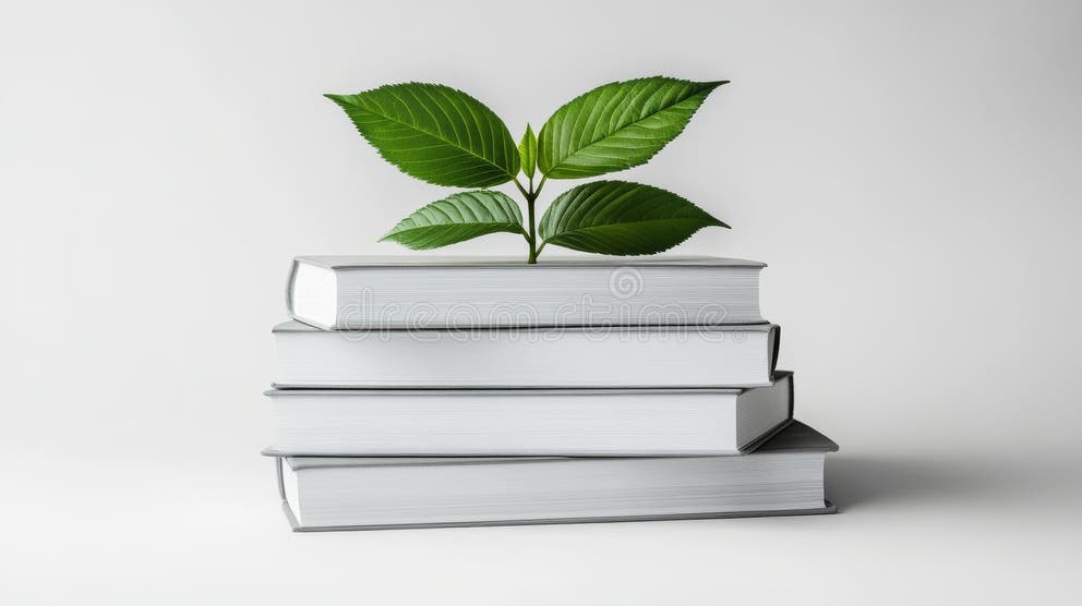 Growth and Knowledge are Symbolized by a Green Leaf Emerging Out of a ...