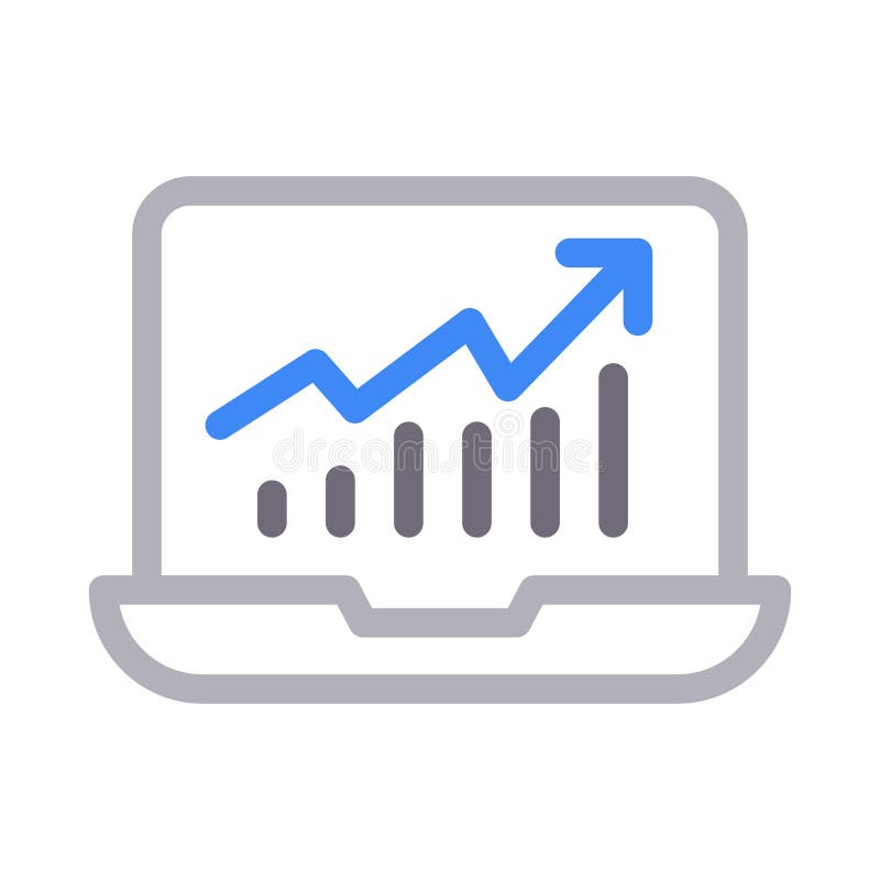 Growth Laptop Vector Color Line Icon Stock Illustration - Illustration ...