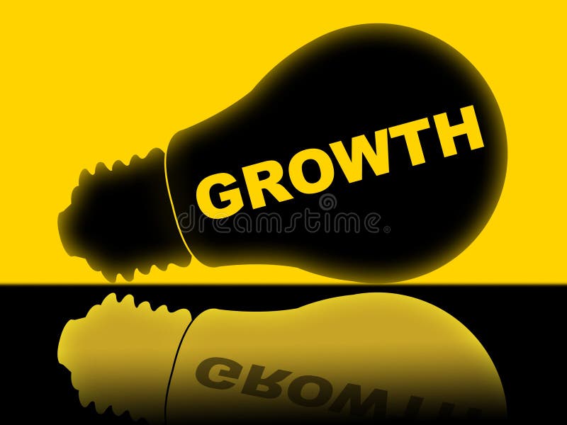 Growth Lightbulb Shows Develop Improve and Lamp Stock Illustration ...