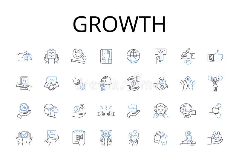 Growth Line Icons Collection. Expansion, Development, Progression ...