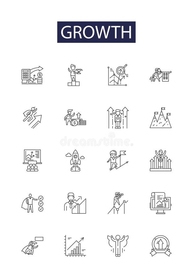 Growth Line Vector Icons and Signs. Increase, Advancement, Development ...