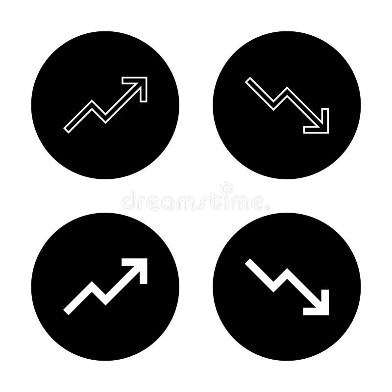 Growth and Loss Icon on Black Circle. Increase and Decrease Sign Symbol ...