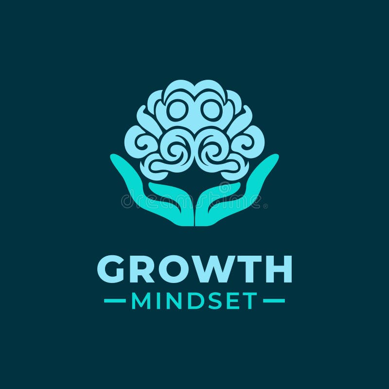 Growth Mindset Logo Design Vector Template with a Brain Symbol and Two ...