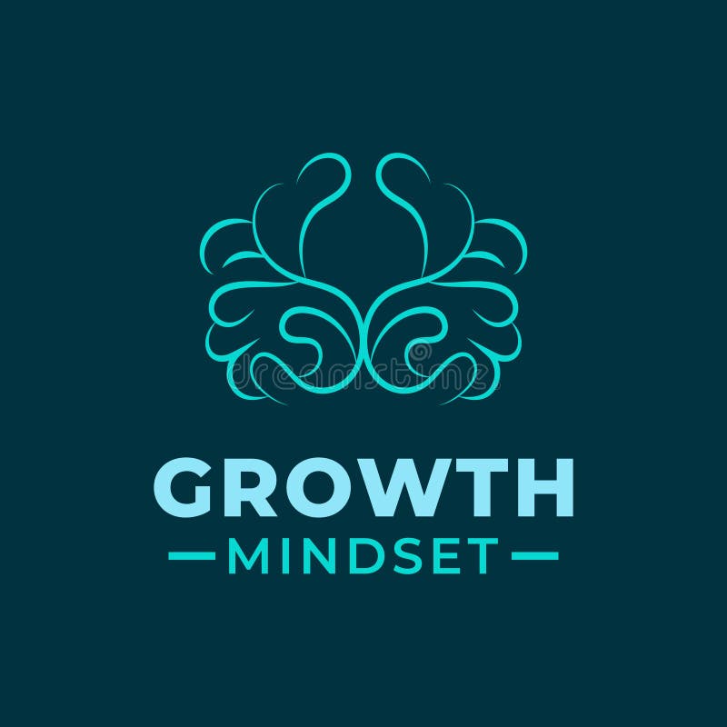 Growth Mindset Logo Design Vector Template with a Creative Brain Stock ...