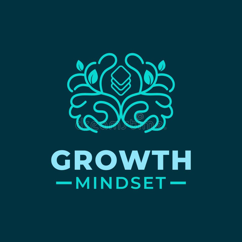 Growth Mindset Logo Design Vector Template with a Creative Brain Stock ...