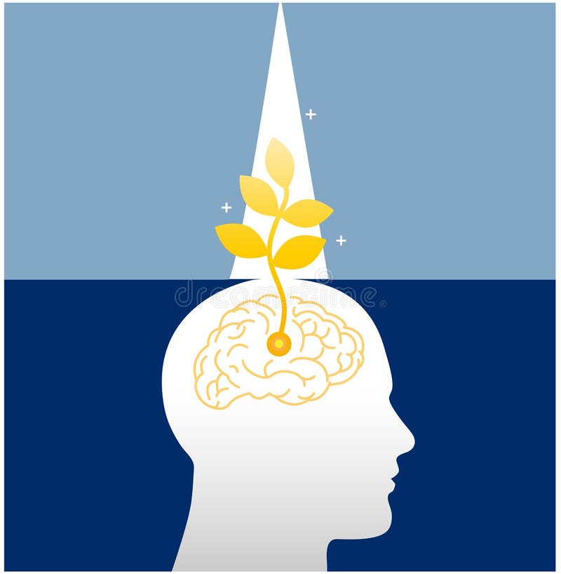 Plant Growing from the Brain Icon Showing Growth Mindset Skills. Stock ...