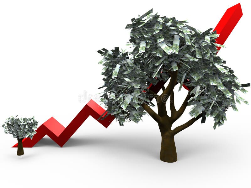 Growth of a money tree stock illustration. Illustration of isolated ...