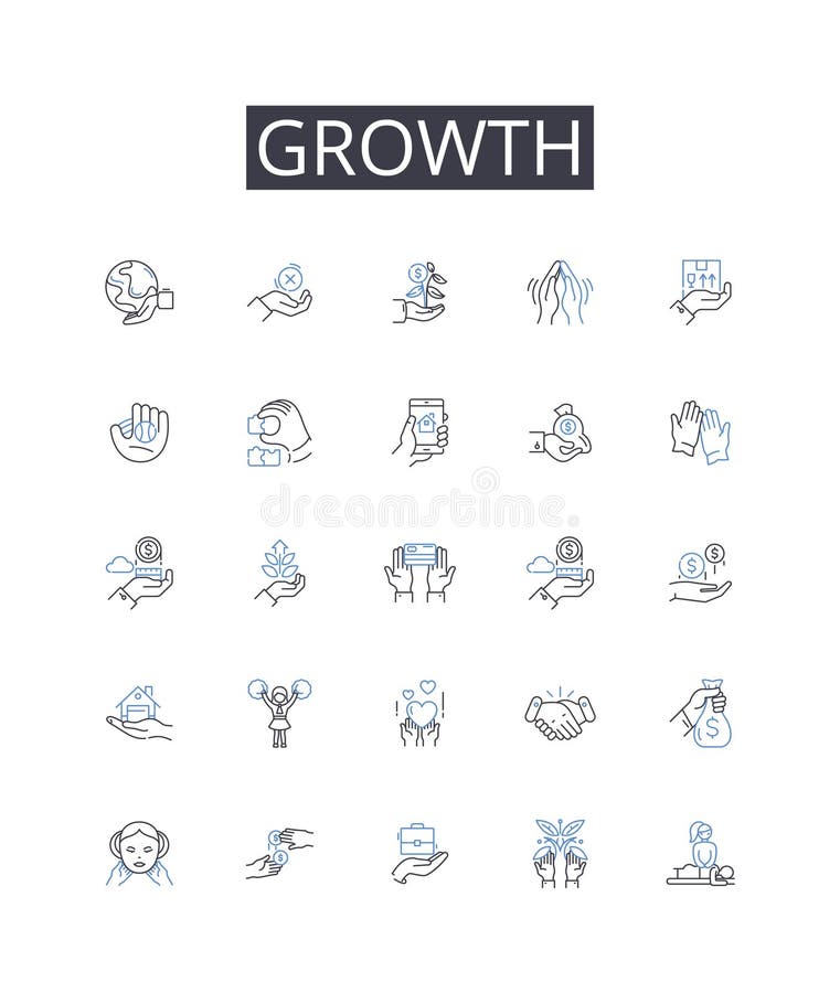 Growth Line Icons Collection. Expansion, Development, Progression ...