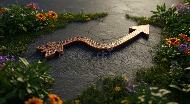 Growth Path Arrow in Garden Symbolizing Progress Nature Guidance ...