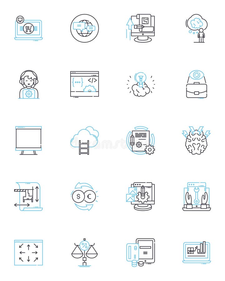 Growth Planning Linear Icons Set. Vision, Strategy, Objectives, Metrics ...