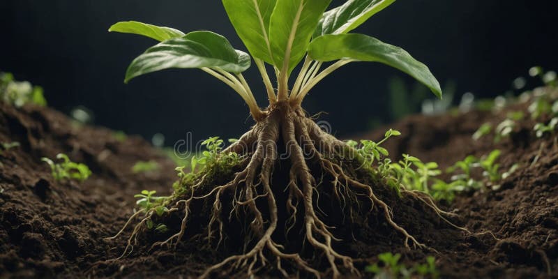 The Growth of Plants and Their Roots a Section of Earth Revealing the ...