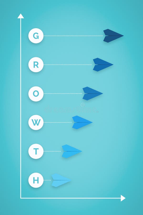 Growth and Progress Chart with Paper Plane Stock Photo - Image of ...
