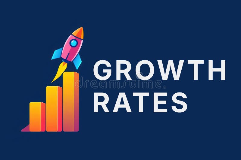 Growth Rates Text Words Rocket Taking Off Background Stock Illustration ...